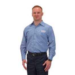 USPS Men's Light Blue Long Sleeve Work Shirt for Mail Handlers