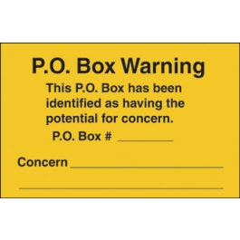 P.O. Box Warning Cards
